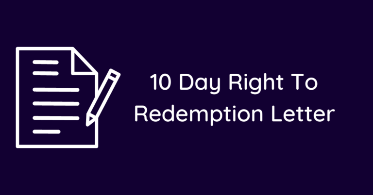 10 Day Right To Redemption Letter (10 Samples)