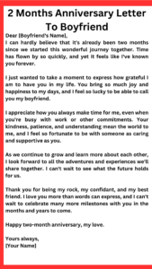 2 Months Anniversary Letter To Boyfriend (10 Samples)