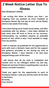 2 Week Notice Letter Due To Illness (10 Samples)