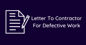 Letter To Contractor For Defective Work - Sample Letter Hub