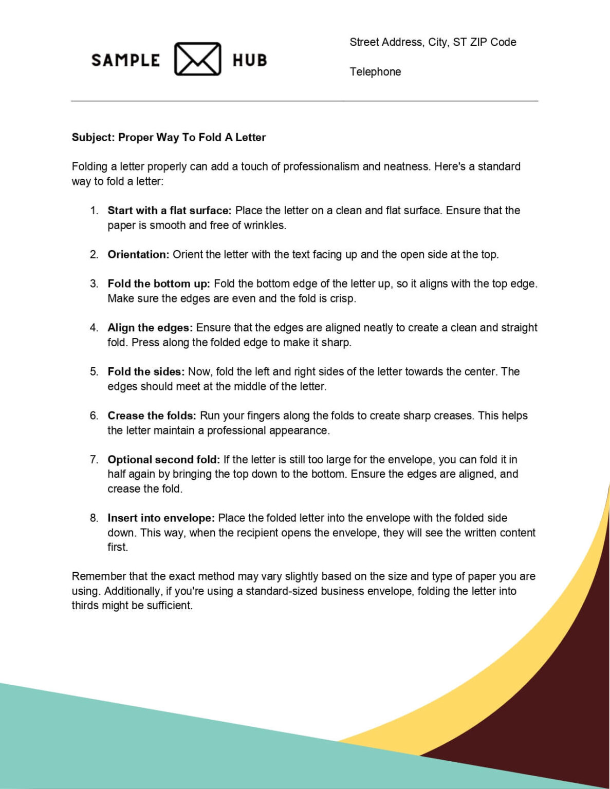 Proper Way To Fold A Letter - Sample Letter Hub