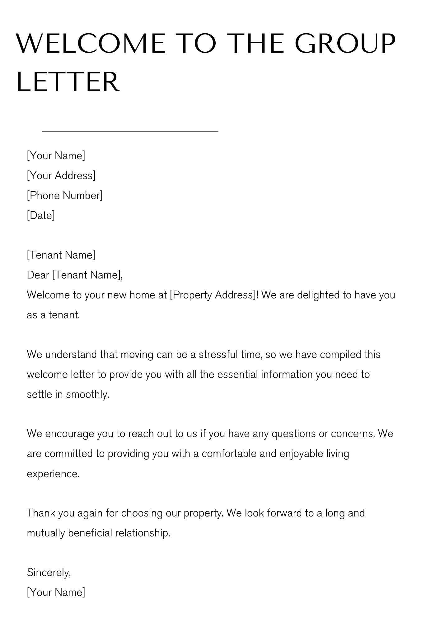 Welcome To The Group Letter (5 Samples)