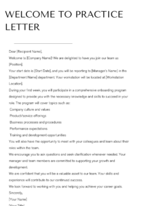 Welcome To The Practice Letter (5 Samples)
