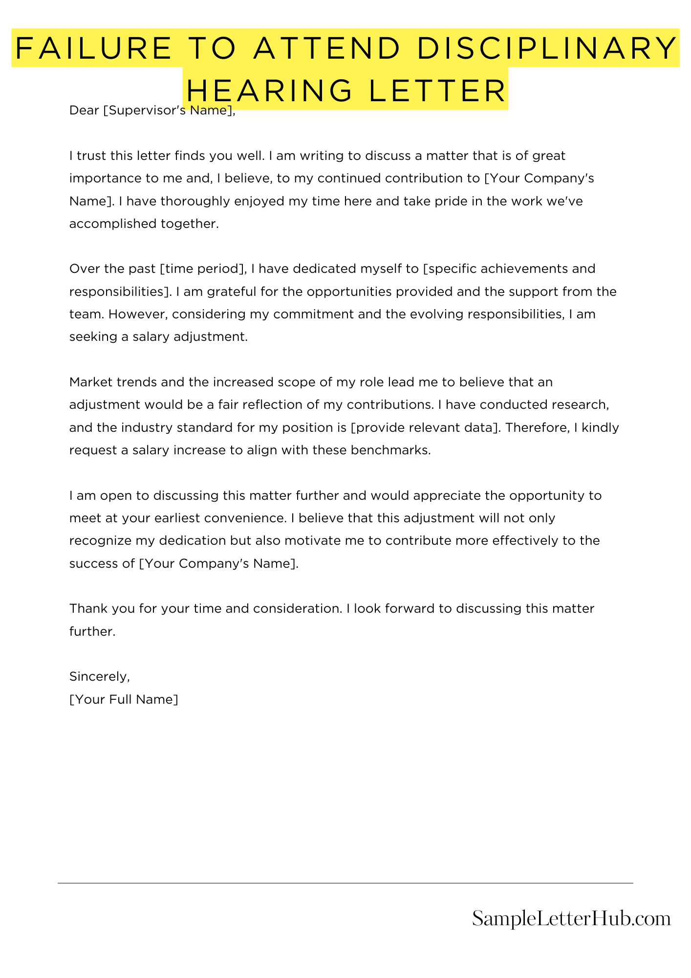 Failure To Attend Disciplinary Hearing Letter 5 Samples 