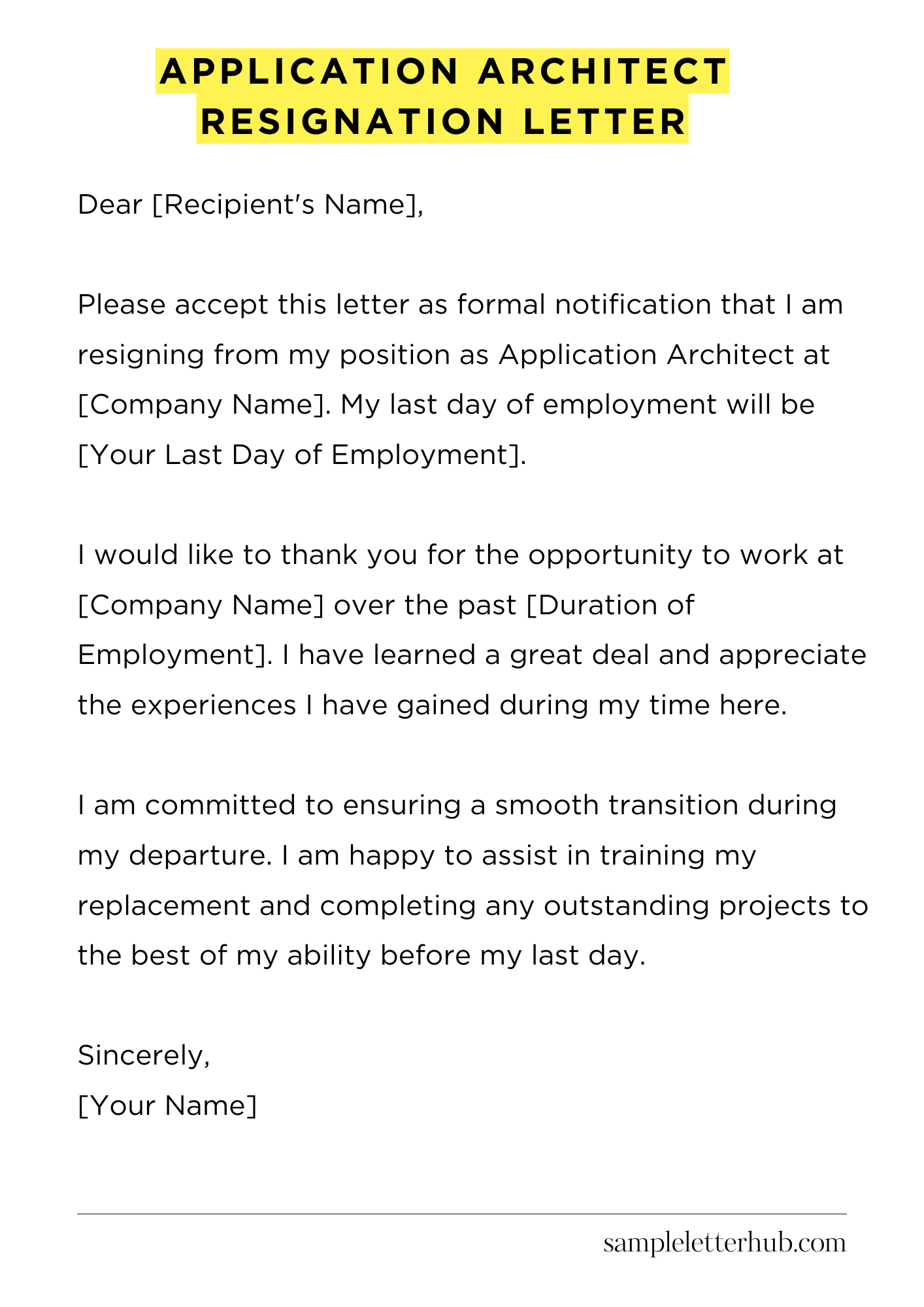 Application Architect Resignation Letter