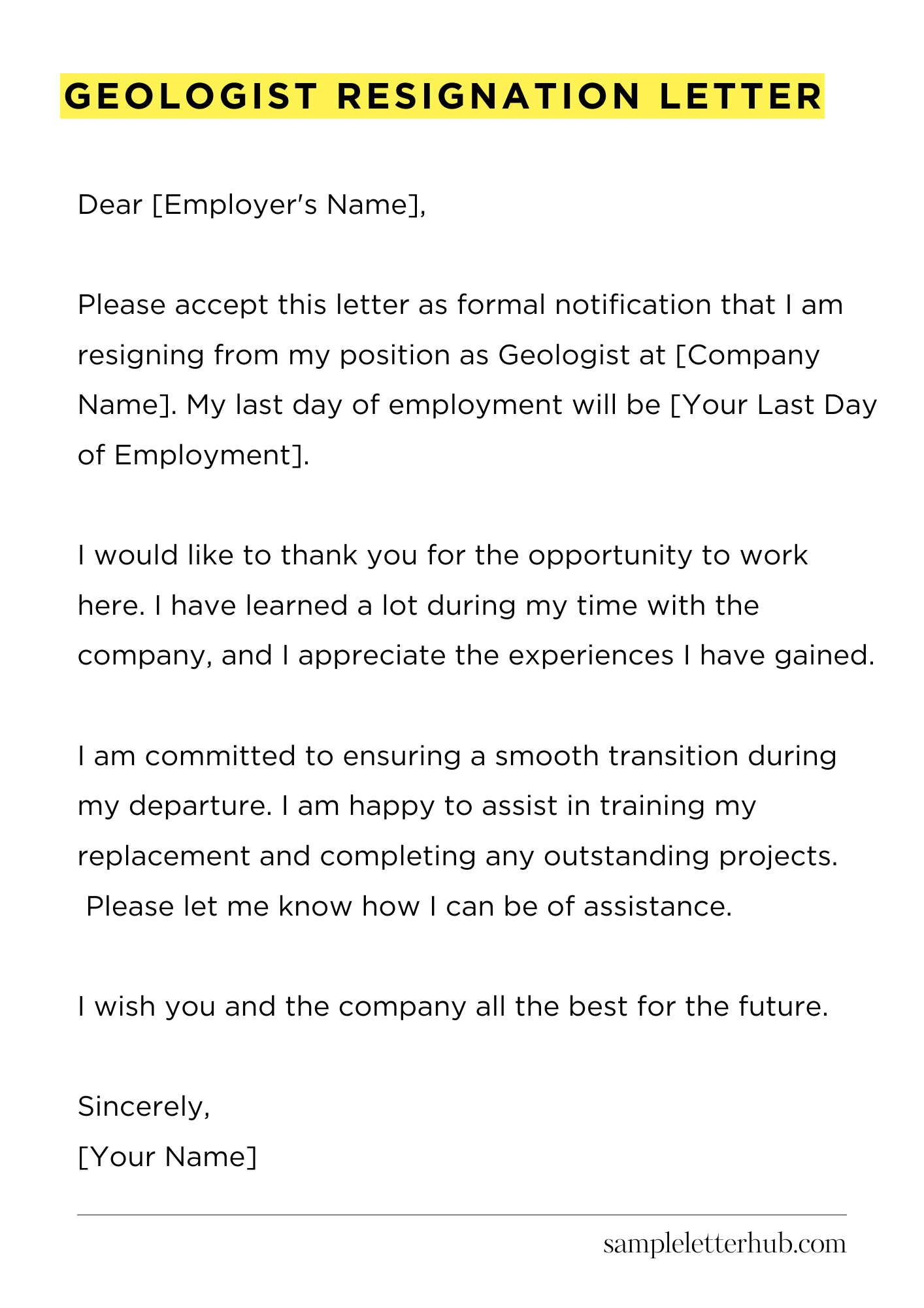 Geologist Resignation Letter