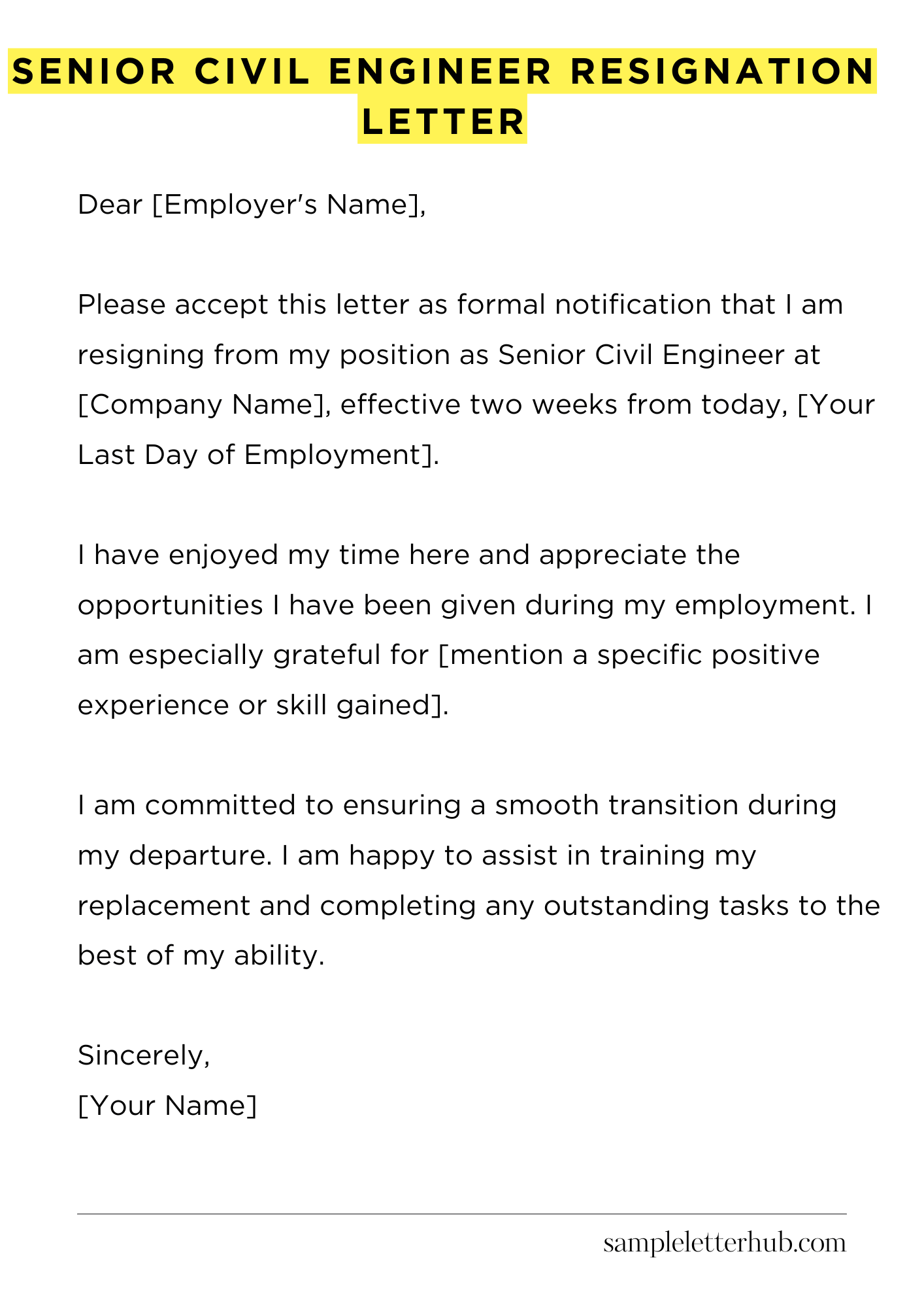 Senior Civil Engineer Resignation Letter